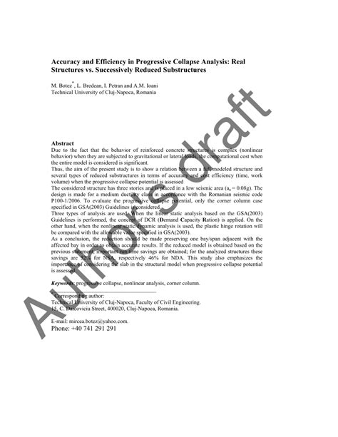Pdf Accuracy And Efficiency In Progressive Collapse Analysis Real Structures Vs Successively