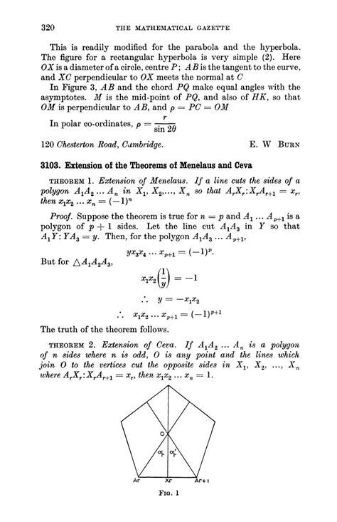 3103 Extension Of The Theorems Of Menelaus And Ceva The Mathematical
