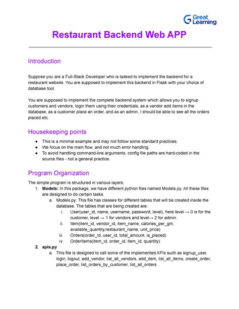 M01 Project 04 Flask Restaurant App Restaurant Backend Web App