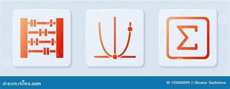 Set Graph Schedule Chart Diagram Abacus And Sigma Symbol White Square Button Vector Stock