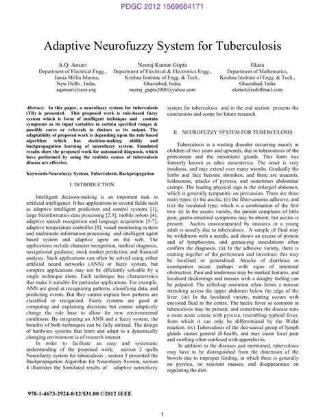 Pdf Adaptive Neurofuzzy System For Tuberculosis