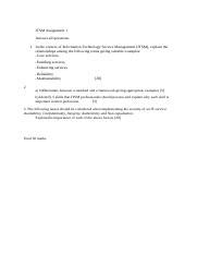 ITSM Assignment Docx ITSM Assignment Answer All Questions In The Context Of