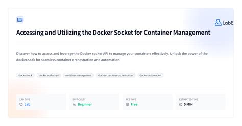 Accessing And Utilizing The Docker Socket For Container Management Labex