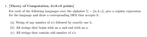 solved 1 theory of computation 3 6 6 points for each of