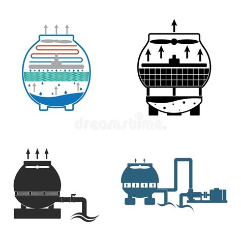 Water Cooling Tower System Daigram Illustration Stock Vector