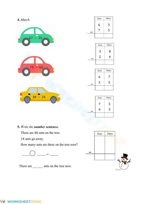Subtracting Within 100 No Regrouping Worksheet Zone