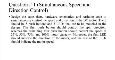 Solved Question 1 Simultaneous Speed And Direction