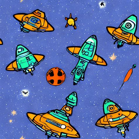 Spaceship Graphic With Repeating Pattern · Creative Fabrica