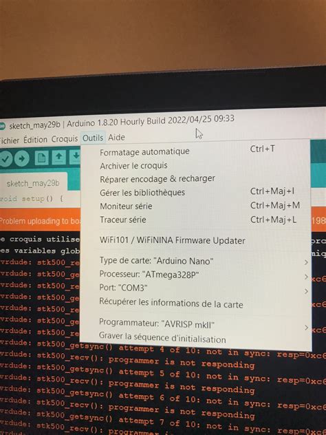 Problème télé versement arduino nano Français Arduino Forum