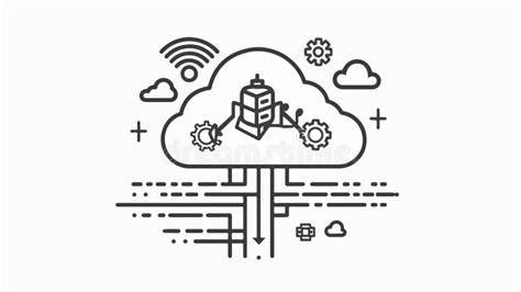 Cloud Analytics Outline Icon Vector Illustration Stock Vector