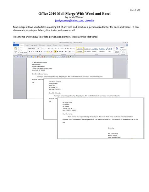 office 2010 mail merge with word and excel by jandy warner pdf