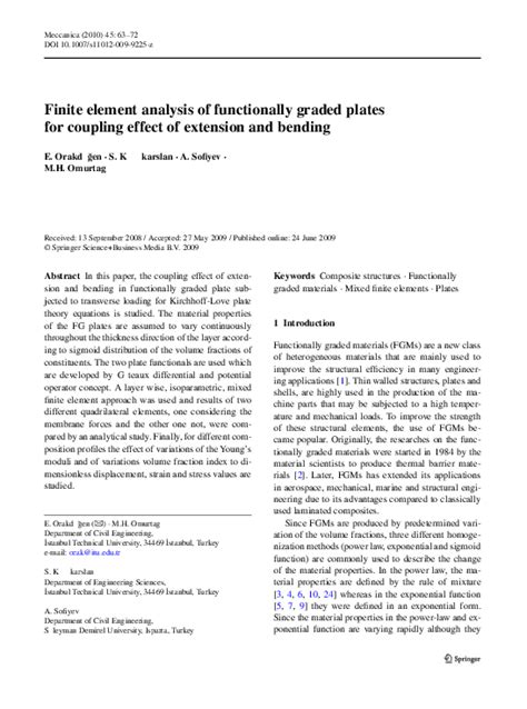 Pdf Finite Element Analysis Of Functionally Graded Nano Scale Films