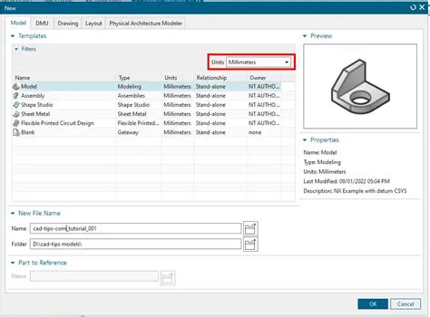 how to create a new file in siemens nx cad tips