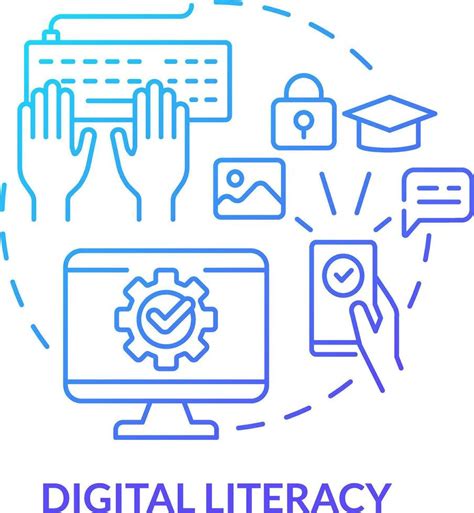 Digital Literacy Blue Gradient Concept Icon Important Life Skill Abstract Idea Thin Line