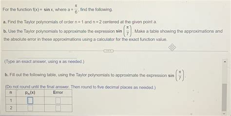 Solved For the function f x sinx where a π find the Chegg com
