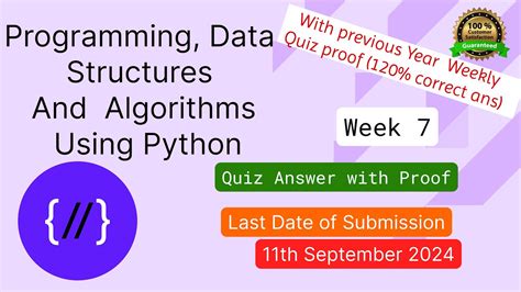 NPTEL: Programming , Data Structures and Algorithms Using Python Week 7 Quiz answer with proof ...