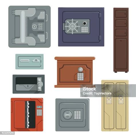 돈과 문서 세트를 저장 하기 위한 금고 속성 보안 개념 벡터 일러스트 흰색 배경에 고립 0명에 대한 스톡 벡터 아트 및 기타 이미지 0명 개념 독일 Istock