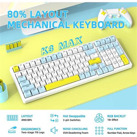 K3MAX Wired Gaming Keyboard Apex Pro TKL Mechanical Keyboard 75 With 18 RGB LED Backlit