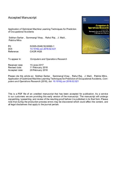 pdf application of optimized machine learning techniques for