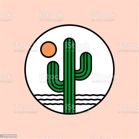 벡터 일러스트레이션 선인장 사막 테마 벡터 아트워크 티셔츠 인쇄 포스터 및 기타 용도 가시에 대한 스톡 벡터 아트 및 기타