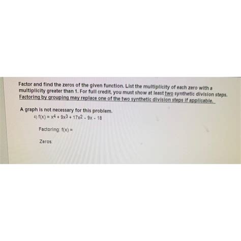 Solved Factor And Find The Zeros Of The Given Function List Chegg Com