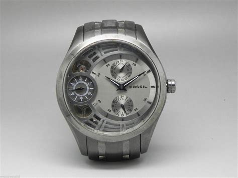 Fossil Twist Mens Stainless Steel Grey Quartz Watch Me1012 New Battery Works 1788150752