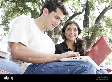 Babes Using A Computer To Study Stock Photo Alamy