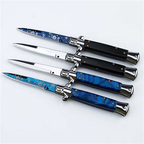 접이식 블레이드 나이프 7cr17mov 빠른 오픈 군용 칼 440c 아크릴 핸들 포켓 나이프 캠핑 사냥 생존 칼 도구 칼 Aliexpress