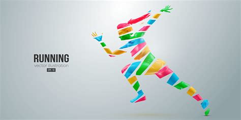 흰색 배경에 달리기 선수의 추상적 인 실루엣 주자 여성은 스프린트 또는 마라톤을 달리고 있습니다 벡터 일러스트 레이 션 건강관리와 의술에 대한 스톡 벡터 아트 및 기타