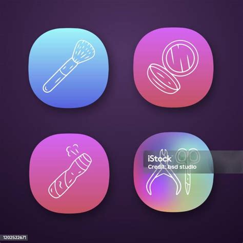 Skin Care Accessories App Icons Set Makeup Attributes Feminine Hygiene Ui Ux User Interface Web