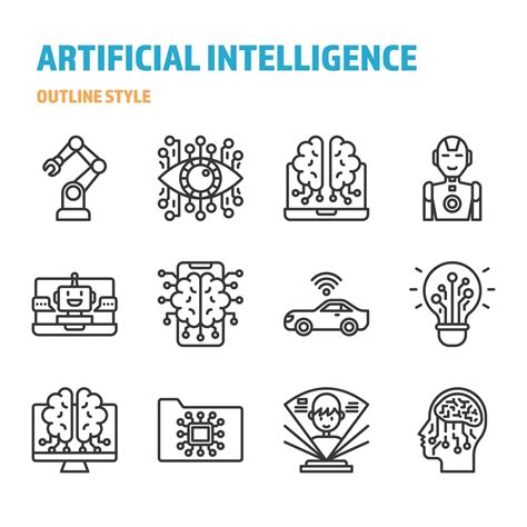Artificial Intelligence In Outline Icon And Symbol Set 2645385 Vector