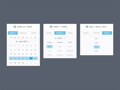 Web Design Calendar Ui States