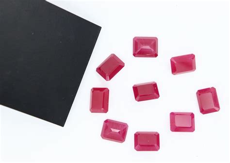 Ruby Opaque Octagon Shape Aaa Rated Ruby Opaque Lab Created Synthetic Faceted Gemstone3x4mm