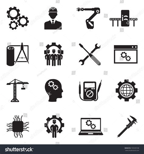 엔지니어링 및 제조 아이콘블랙 플랫 설계벡터 스톡 벡터로열티 프리 793939198 Shutterstock