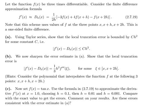 Solved Let The Function F X Be Three Times Differentiable
