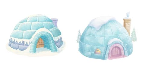 Premium Vector Cute Igloo Watercolour Vector Illustration 31