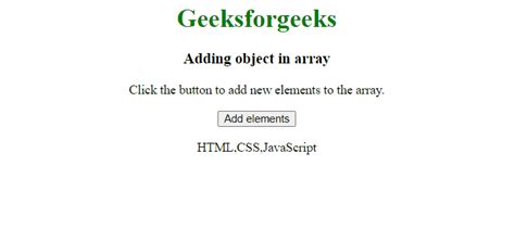 How to add an object to an array in JavaScript ? - GeeksforGeeks