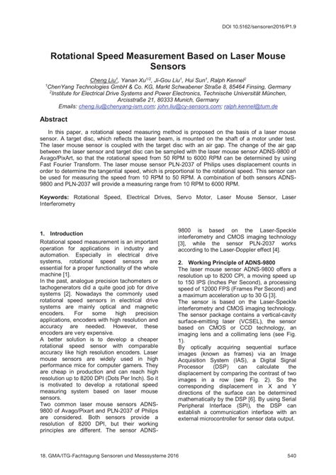 Pdf Rotational Speed Measurement Based On Laser Mouse Sensors