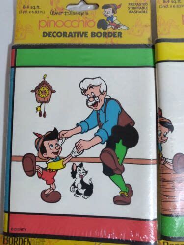 Vintage Walt Disney Pinocchio Wall Border Self Adhesive 2 Pkgs Total