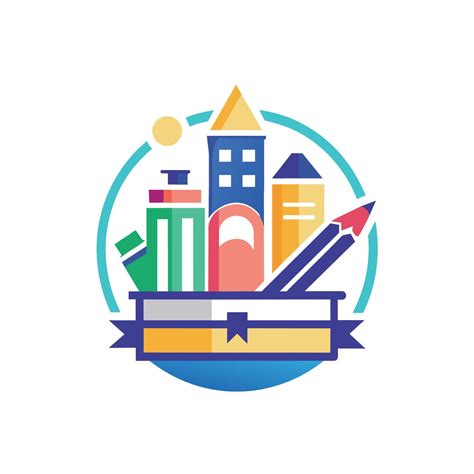School Logo Featuring Pencils And Buildings Develop A Minimalist Logo