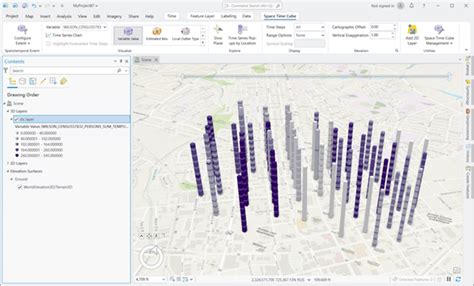 visualization display themes for the space time cube layer—arcgis pro