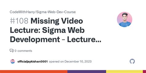 Missing Video Lecture Sigma Web Development Lecture 37 · Issue 108