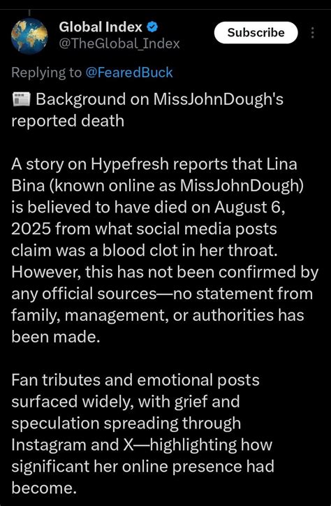 Lina Bina Reportedly Passes Away
