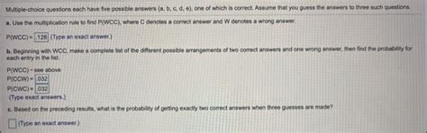Solved Multiple Choice Questions Each Have Five Possible