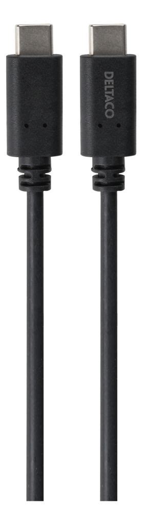 DELTACO USB C Till USB C Kabel 1m 10Gbps 100W 5A Svart Teknikdelar Se