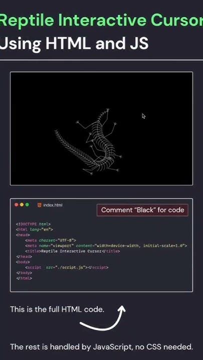 🐍 Reptile Interactive Cursor Effect 🤯 Coding Shorts Javascript