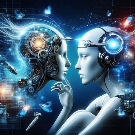 Premium Photo Modern Futuristic Robot Human Assistant Ai Generated Human Enhanced