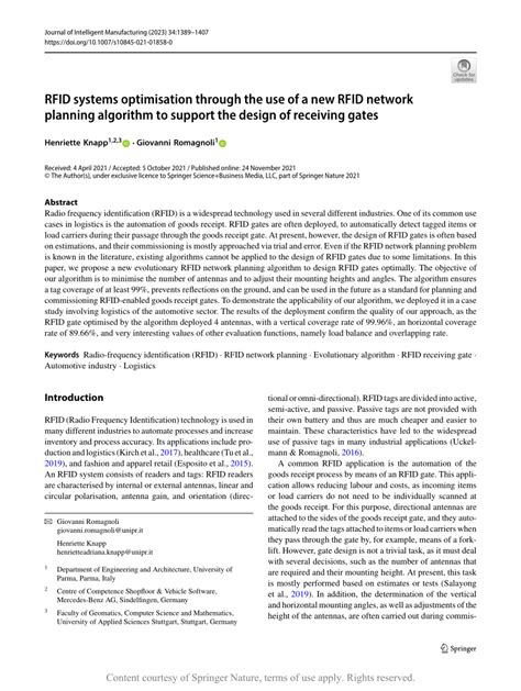 rfid systems optimisation through the use of a new rfid network