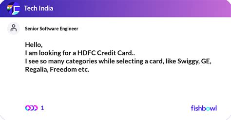 Hello I Am Looking For A HDFC Credit Card I Se Fishbowl
