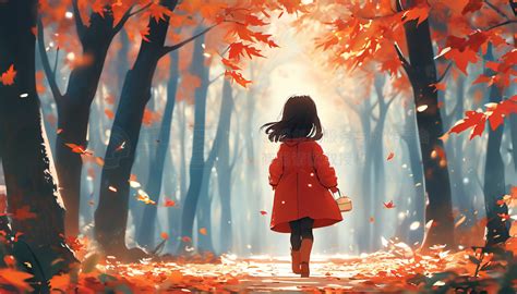 安全ai数字艺术 一位可爱的中国小女孩在枫树林中行走 Ai立体元素免费下载png格式4032像素编号70838407 千图网